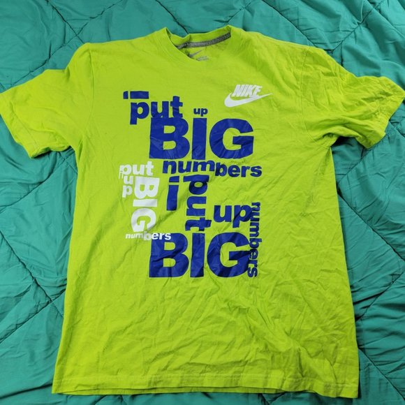 Nike | Shirts | Nike Mens Large Tshirt Green Short Sleeve I Put Up Big ...